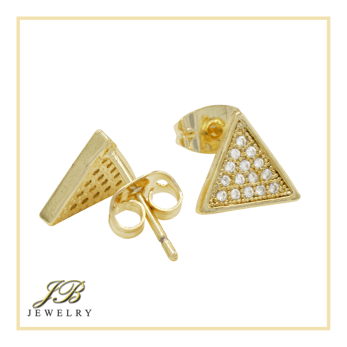 Triangle 14K Gold Filled Silver Earrings Cubic Zirconia Hip Hop Studs ...